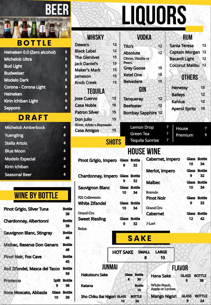 Drinks Menu – SanTo's Buffet