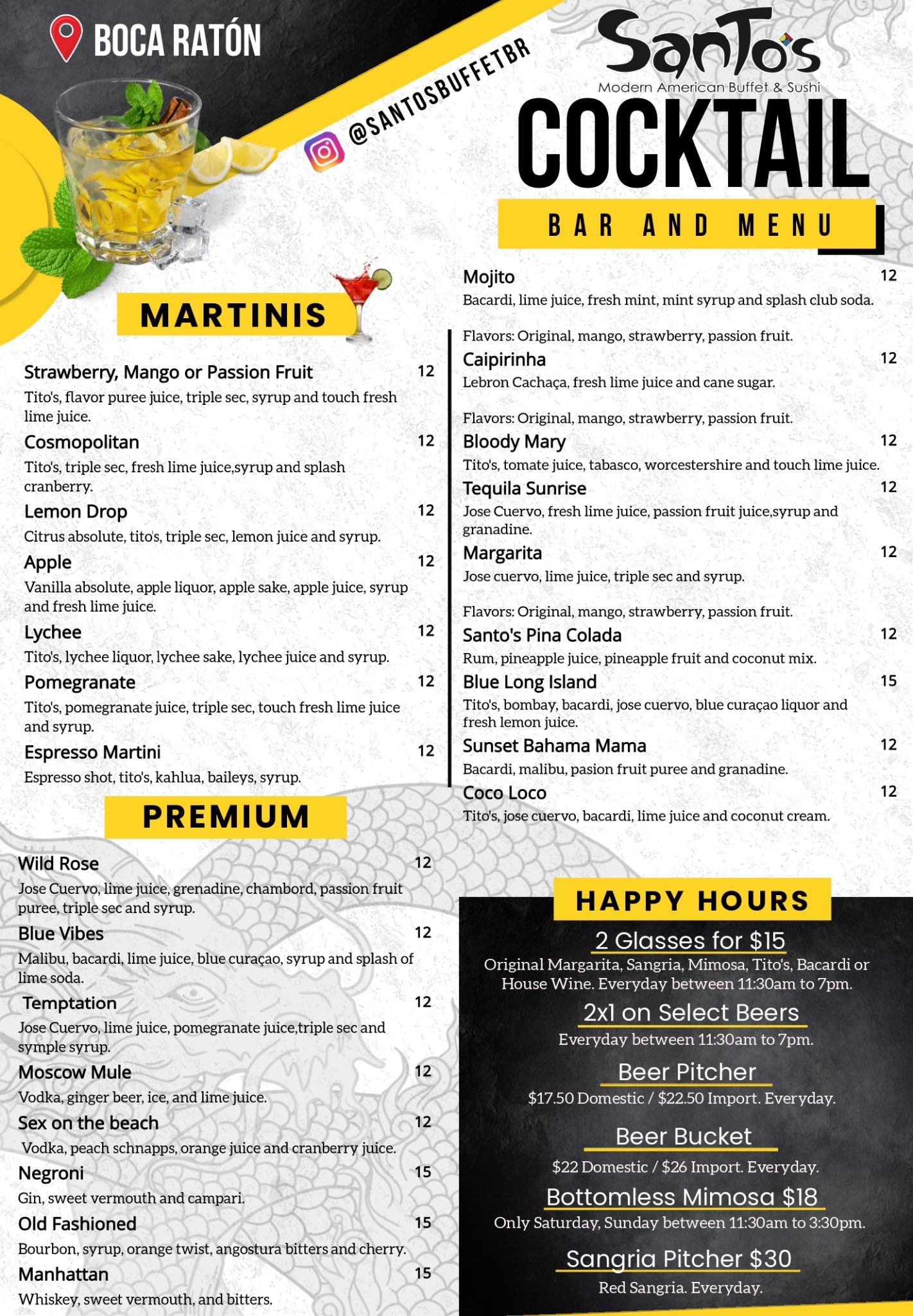 Drinks Menu – SanTo's Buffet