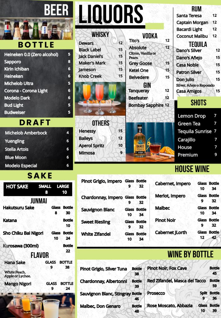 Drinks Menu – SanTo's Buffet